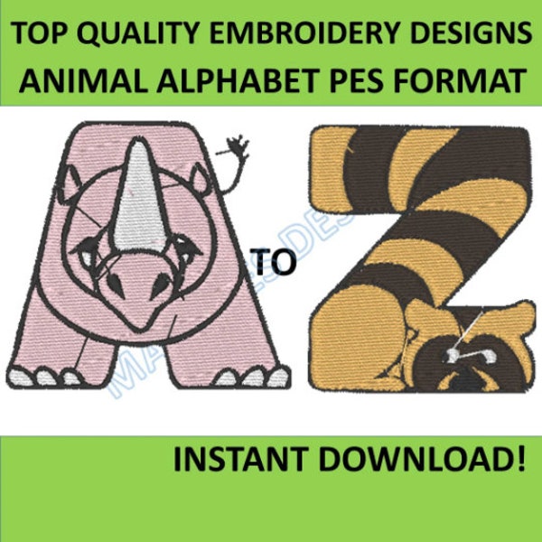 Animal Alphabet Pes Files - Etsy