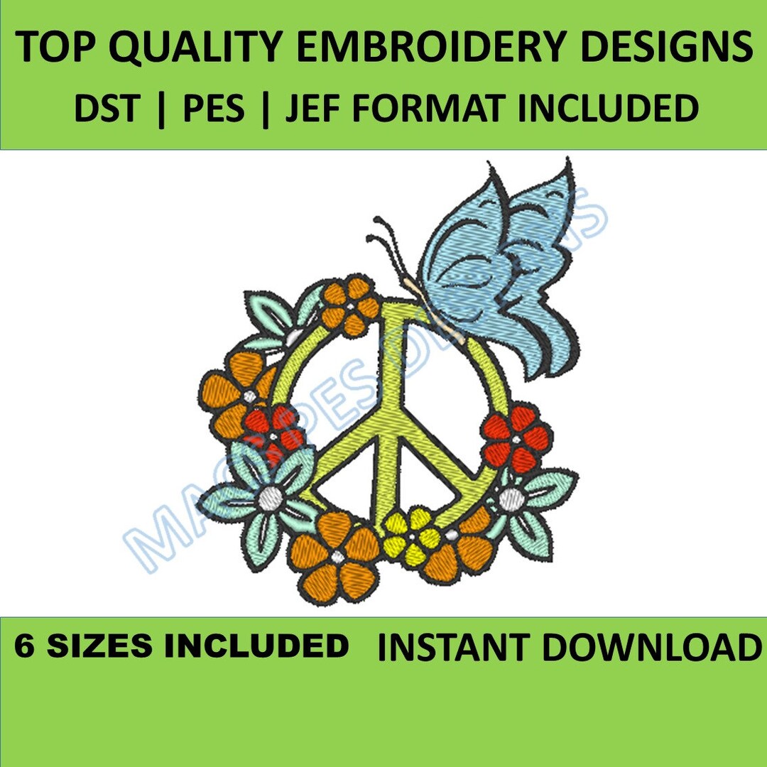 Peace Sign - Machine Embroidery Design, Embroidery Designs, Machine ...
