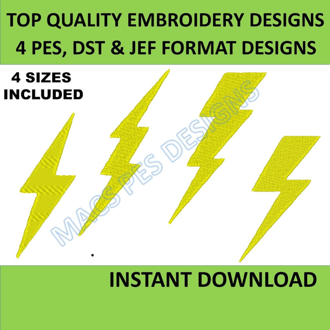 Lightning Bolt Embroidery Design PES DST JEF, Download Embroidery ...