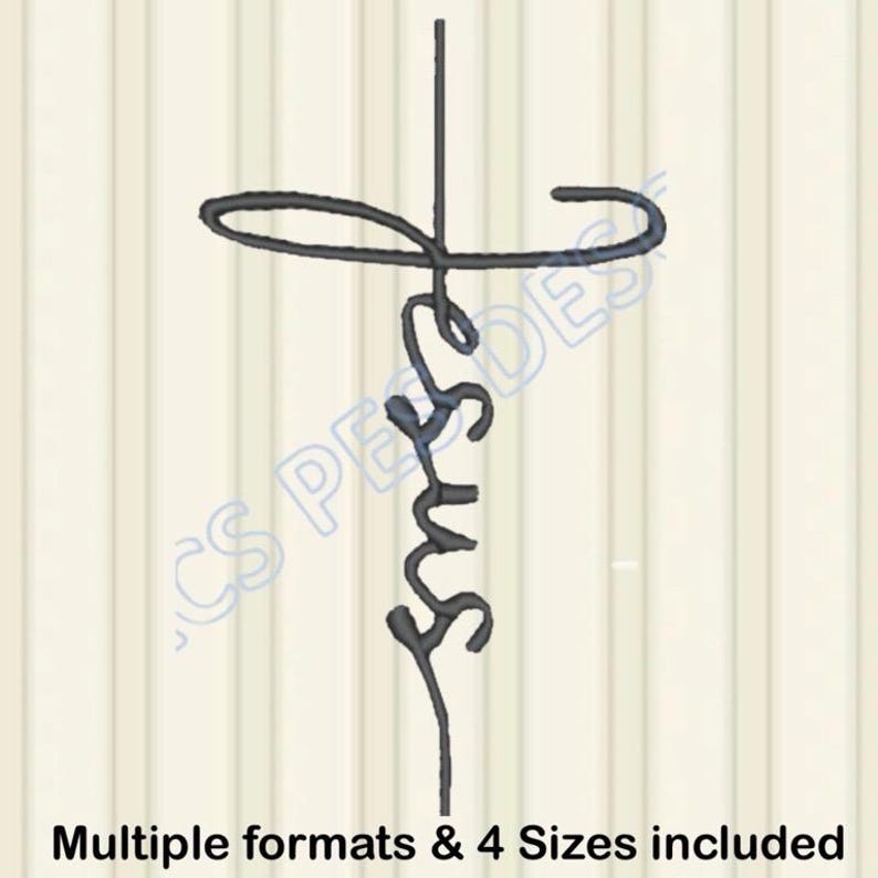 Jesus Vertical 4 Sizes, Machine Embroidery Design. Christian Cross ...