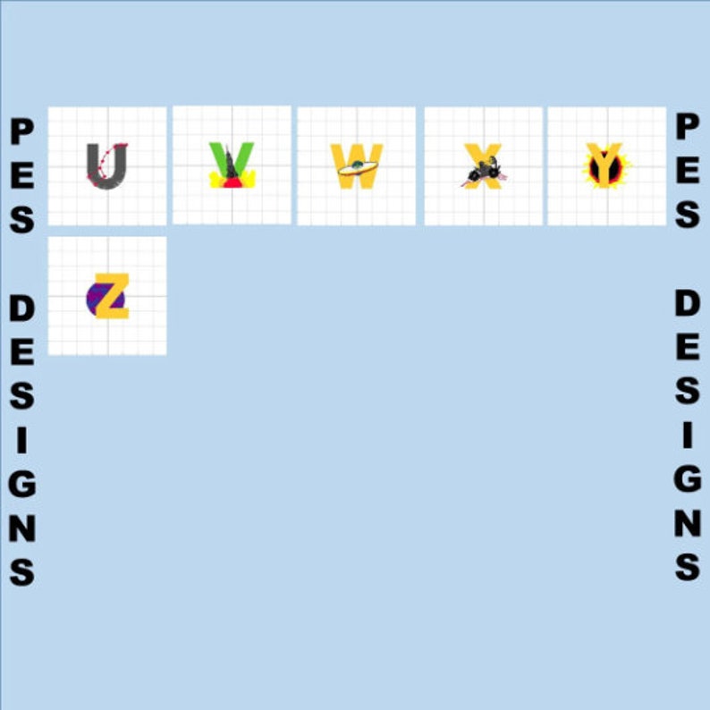 Outer Space Alphabet Font - 26 PES Designs Machine Embroidery Files ...