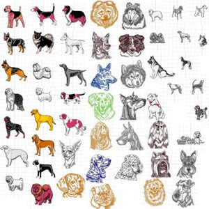 Dogs Puppies 450 PES Designs Machine Embroidery Files Instant Download ...