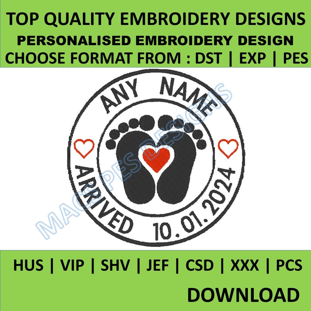 Custom Birth Announcement Embroidery Design Files Birth Stats Baby ...