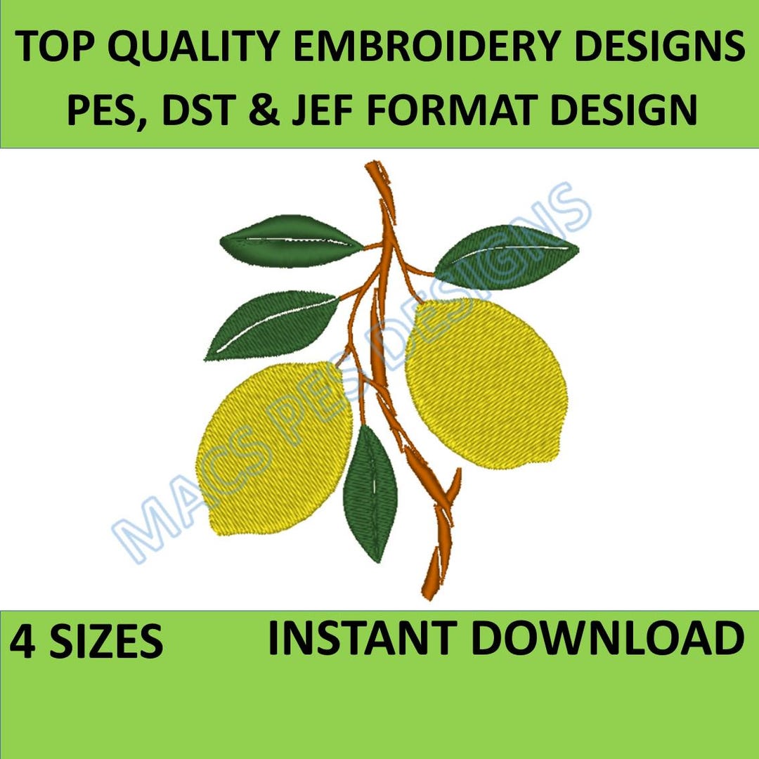 Mini Lemon Machine Embroidery Design Instant Download, 4 Sizes, Fruit ...
