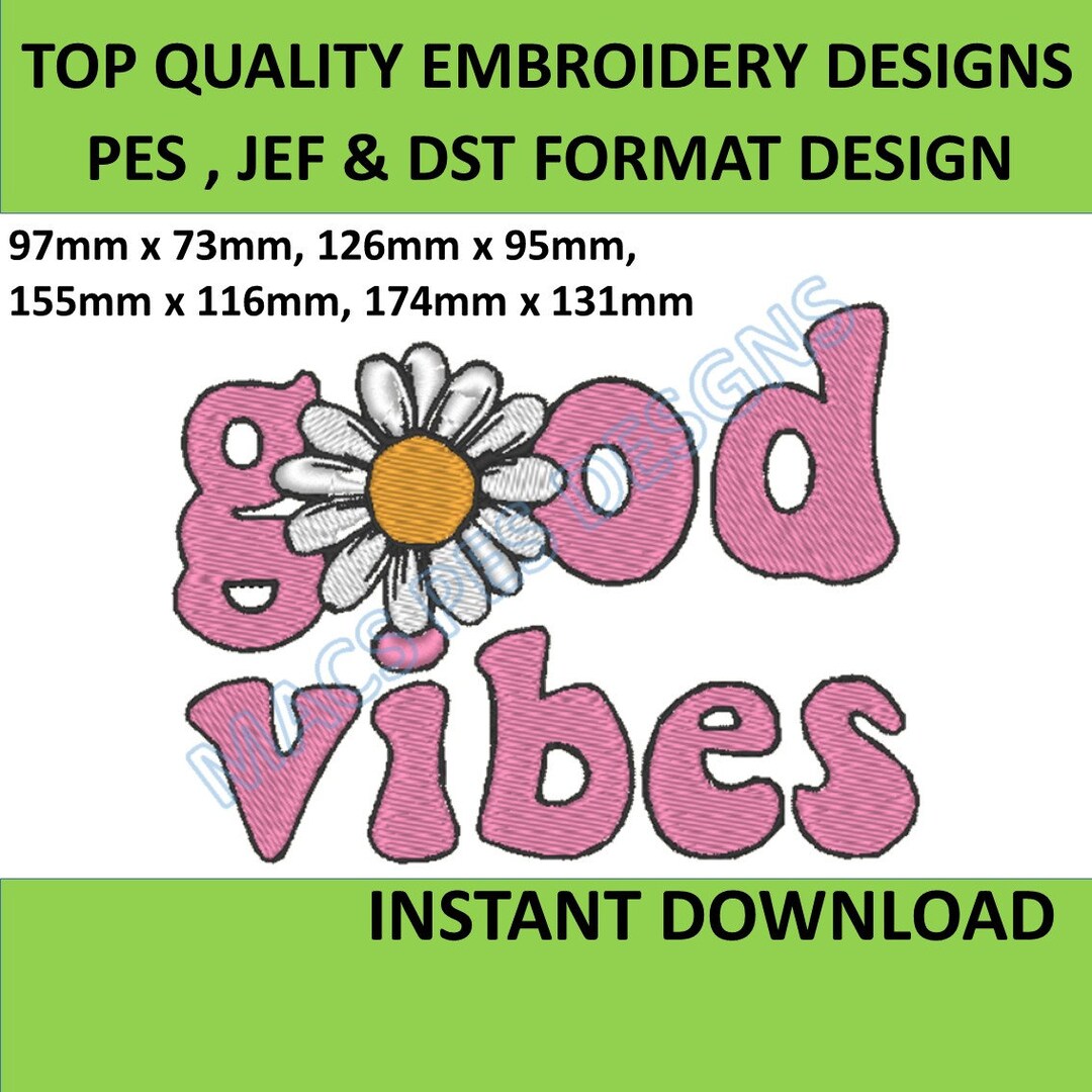 Good Vibes Only Embroidery Design, Positive Embroidery Design ...