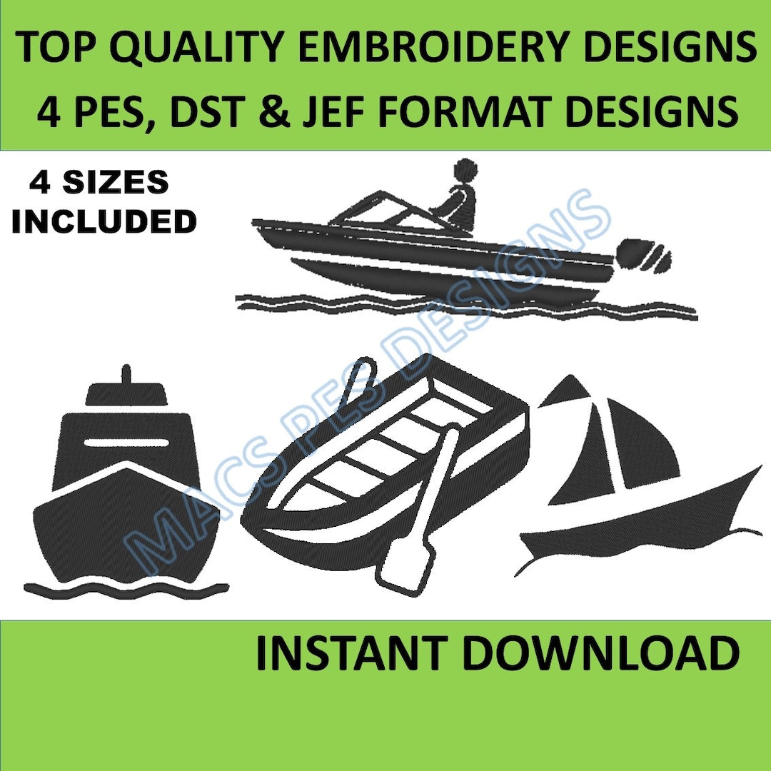 Boat Embroidery Pack PES JEF DST Sailing Boat Embroidery Design Machine ...