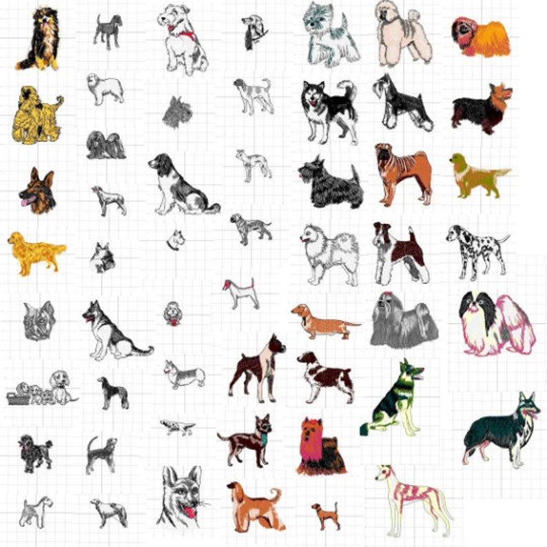 Dogs Puppies 450 PES Designs Machine Embroidery Files Instant - Etsy