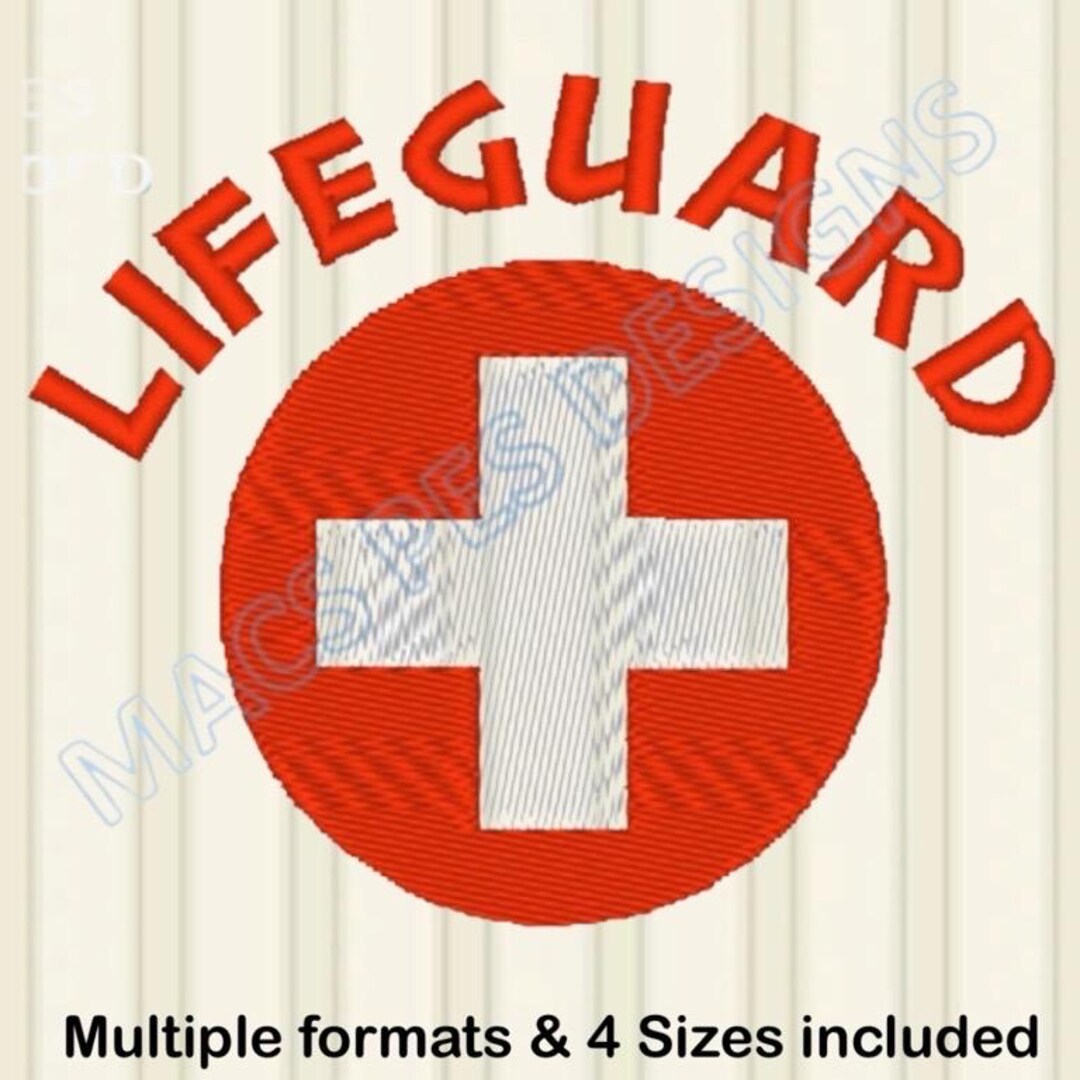 Lifeguard Embroidery Design, Machine Embroidery File. Instant Download ...