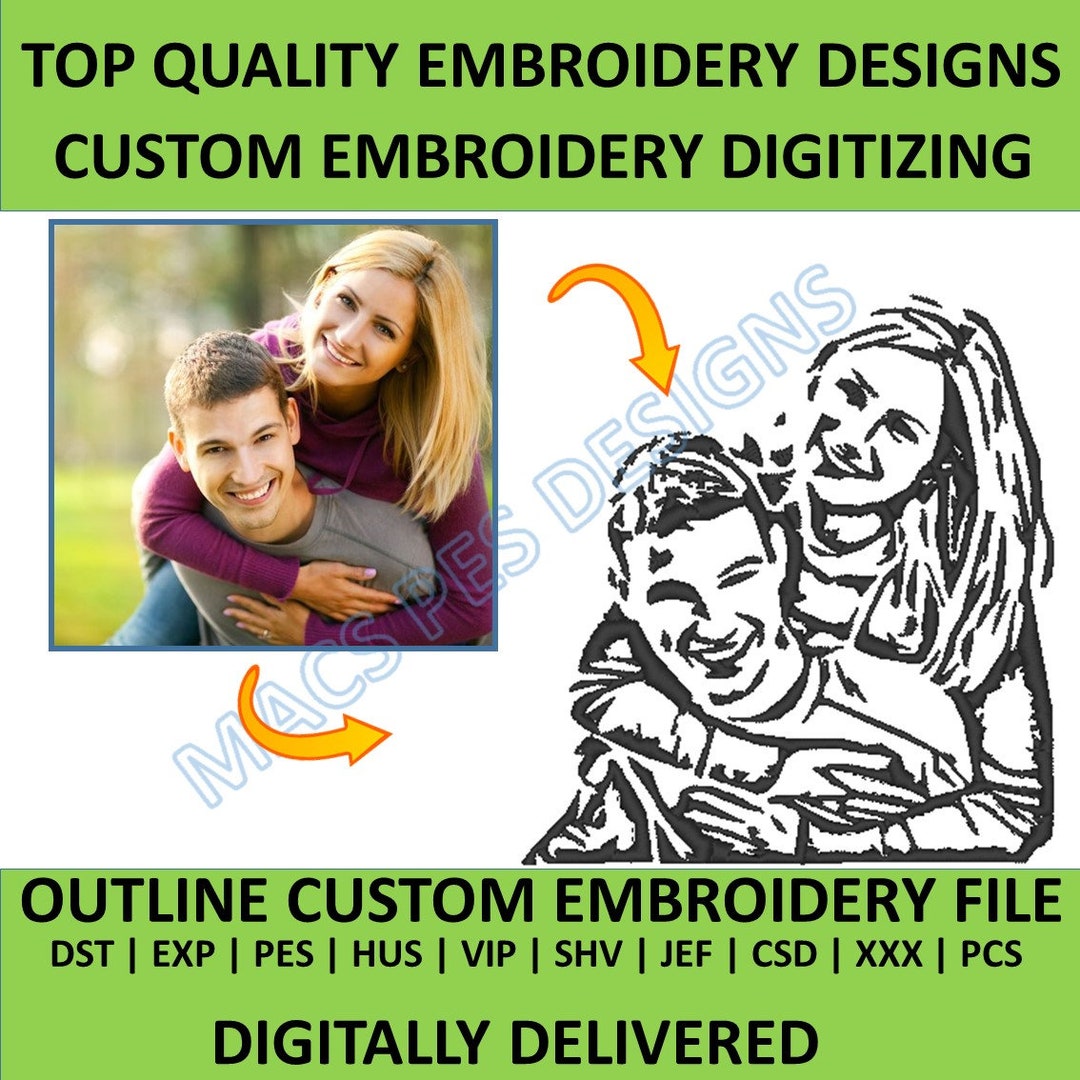 Custom Outline Embroidery Digitizing, Outline Digitizing, Outline ...