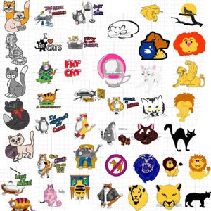 Cats 230 PES Designs Machine Embroidery Files Instant Download Brother ...