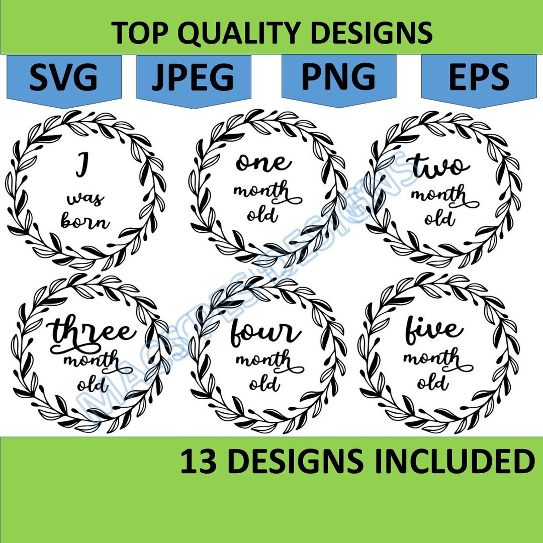 Cute Baby Milestone Rounds SVG Bundle, Monthly Milestone Svg, Baby ...