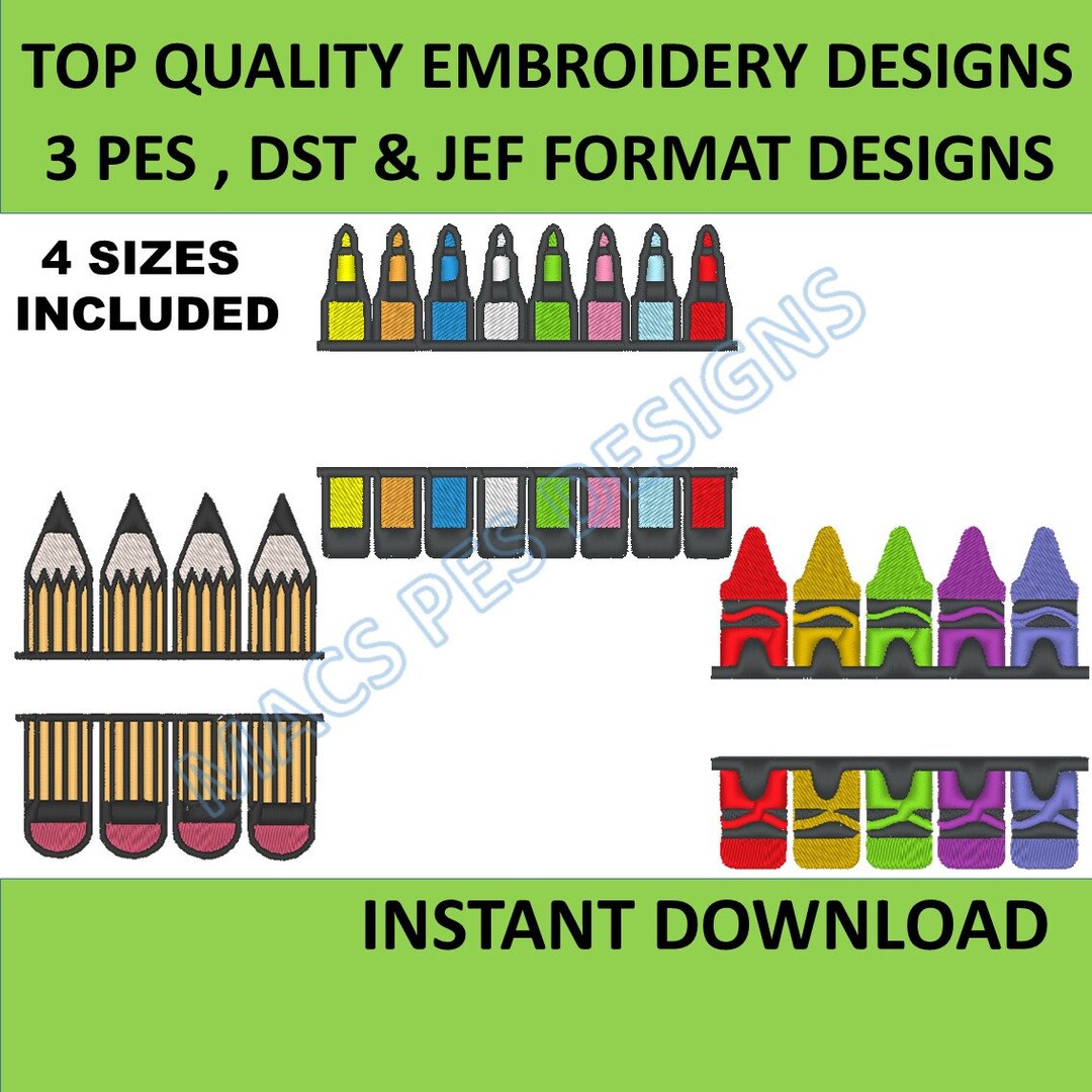 Stationary Split Monogram Embroidery Design PES DST JEF, Back to School ...