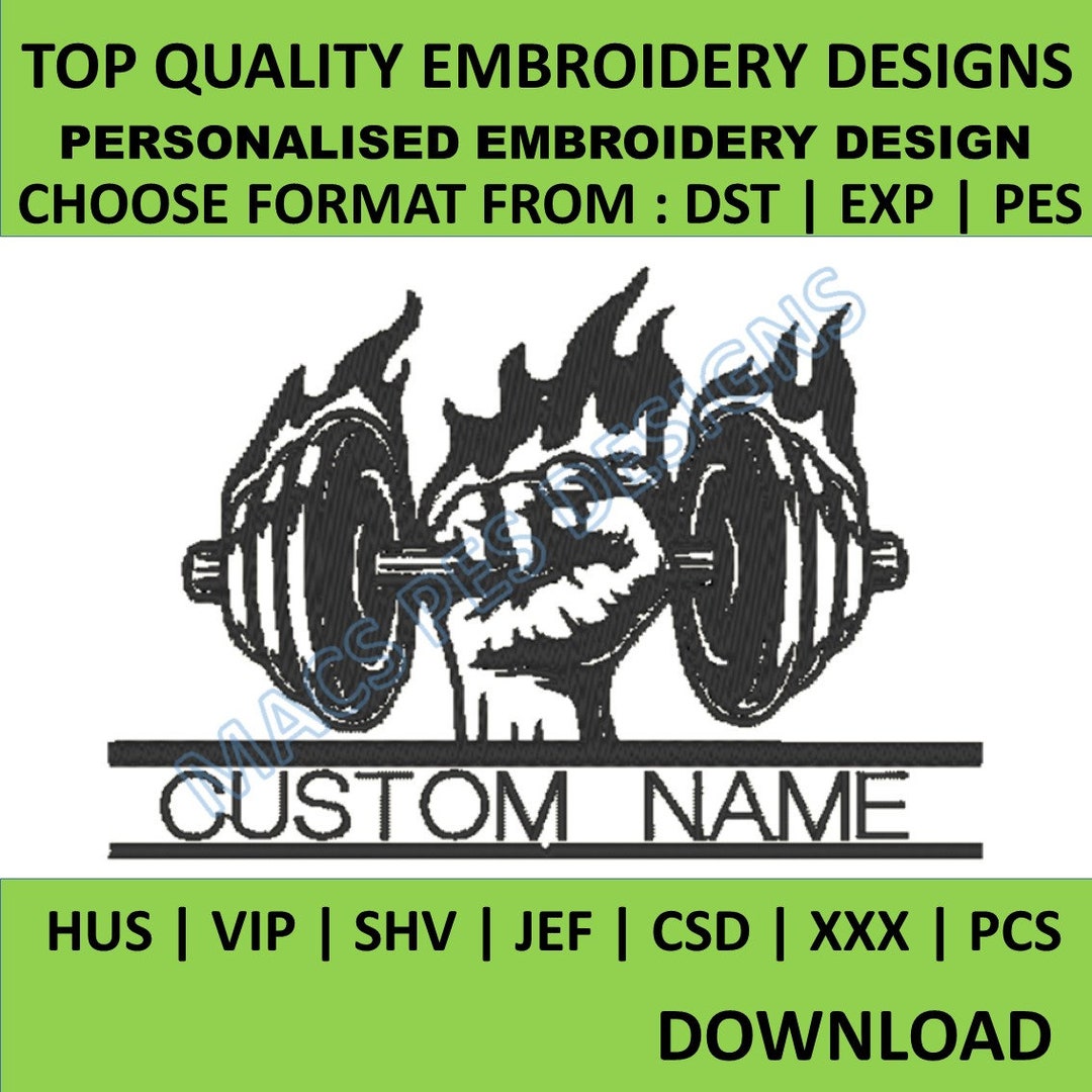 Barbell Embroidery Designs for Embroidery Machine Digitizing Service ...