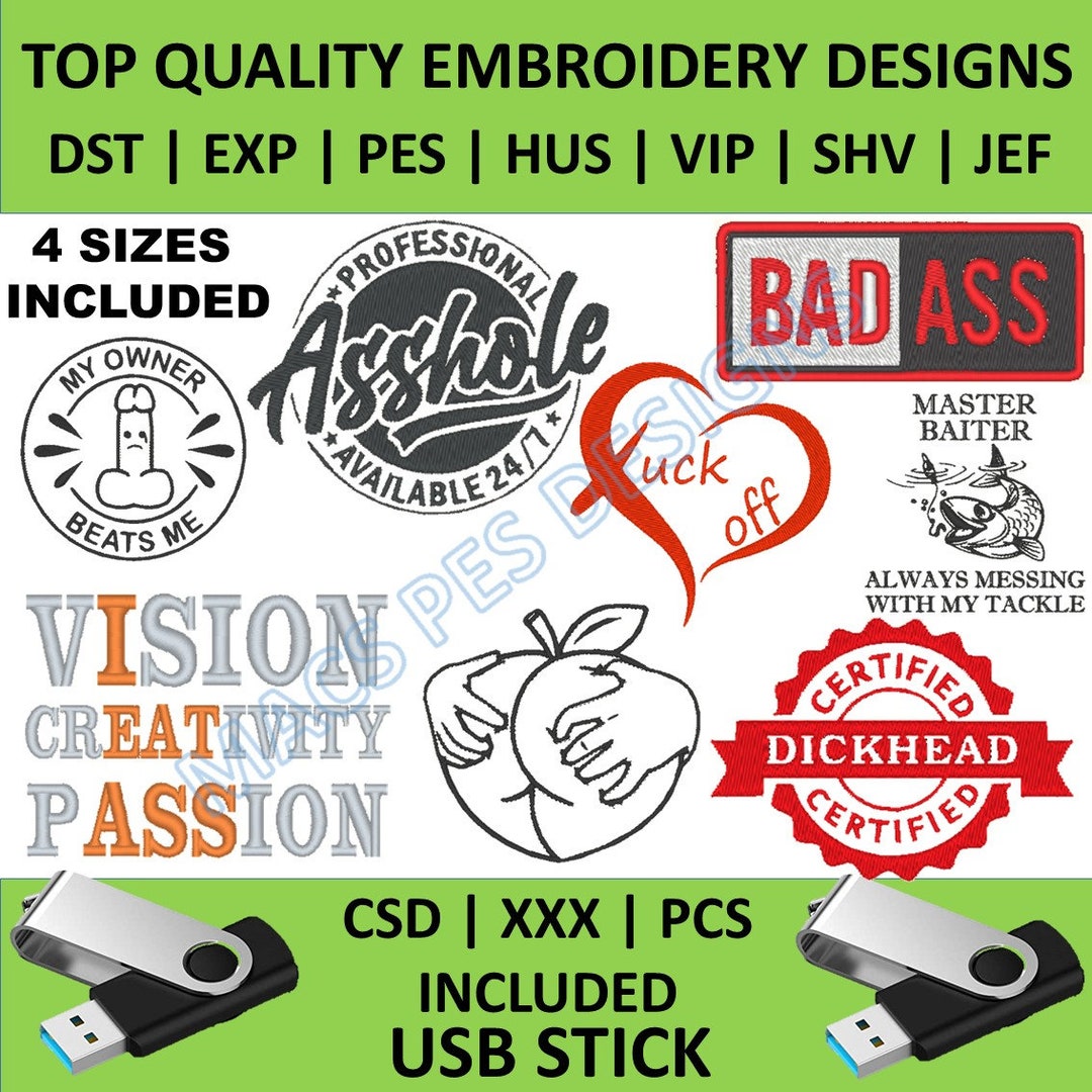 Rude Adult Embroidery PES DST JEF Embroidery Designs on Usb Sex Funny ...