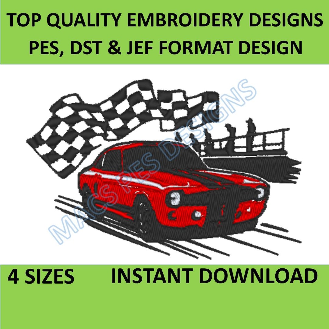Race Car Embroidery Design, Racing Car Embroidery Design, Machine ...