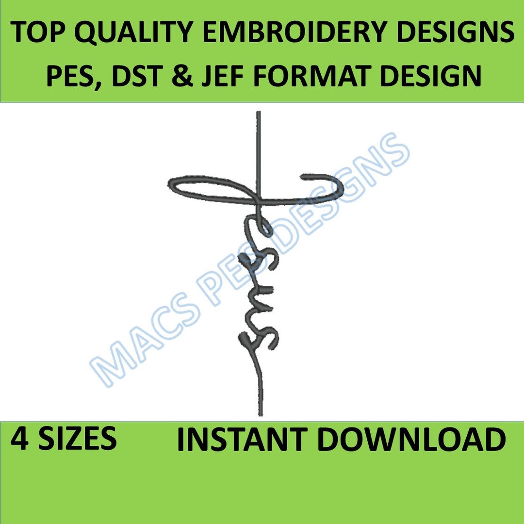 Jesus Vertical 4 Sizes, Machine Embroidery Design. Christian Cross ...