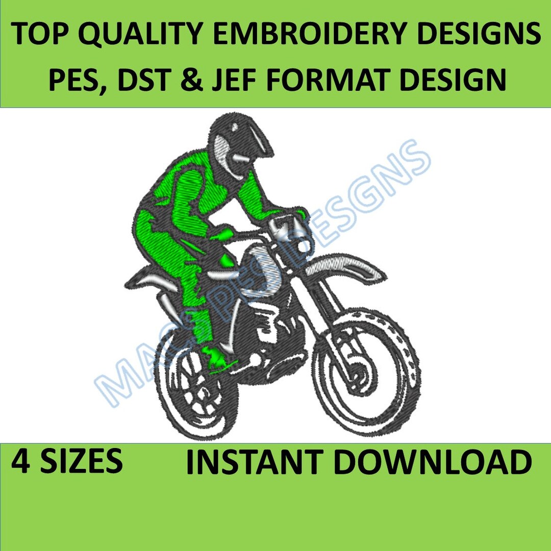 Motocross Rider - Machine Embroidery Design. Dirt Bike Embroidery ...
