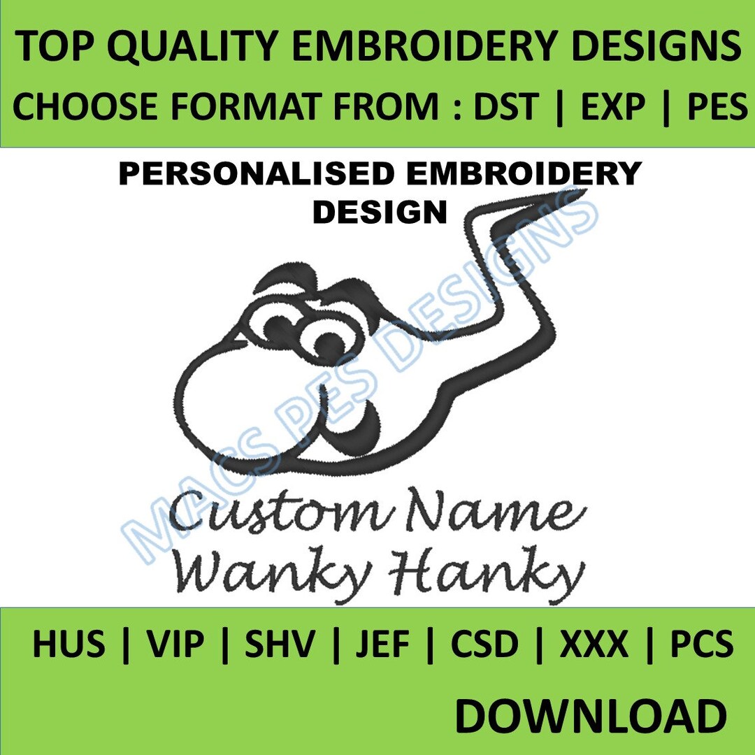 Custom Name Embroidery Design Sperm Rude Embroidery Design PES JEF ...