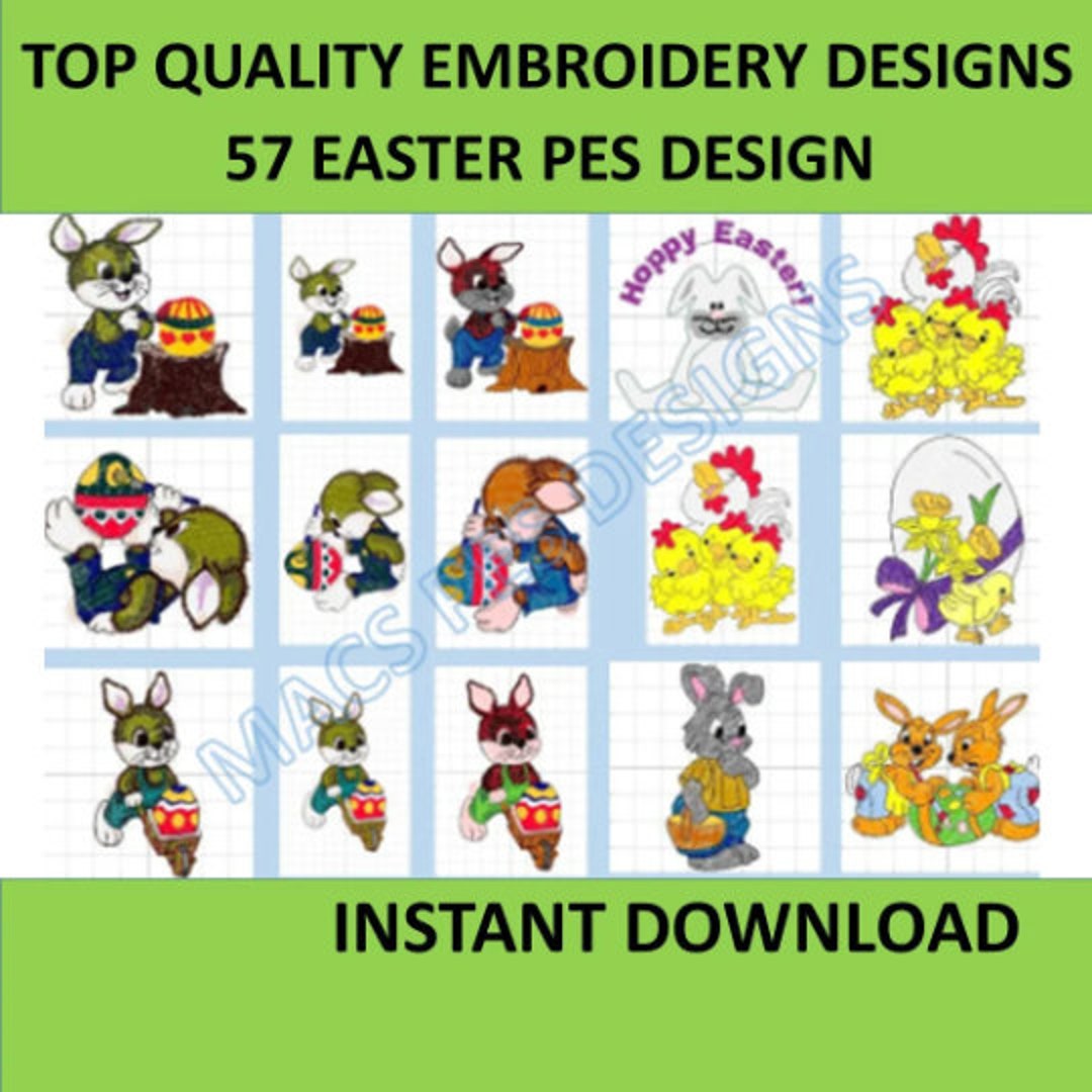 Easter - 57 PES Designs Machine Embroidery Files Instant Download Eggs ...