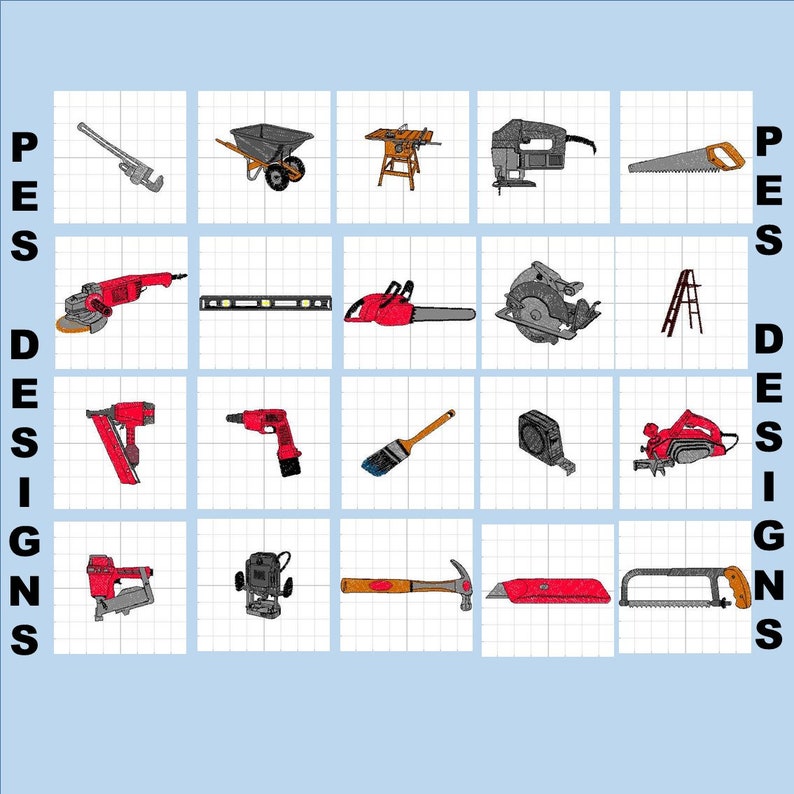 Tools DIY PES Designs Machine Embroidery Files Instant - Etsy