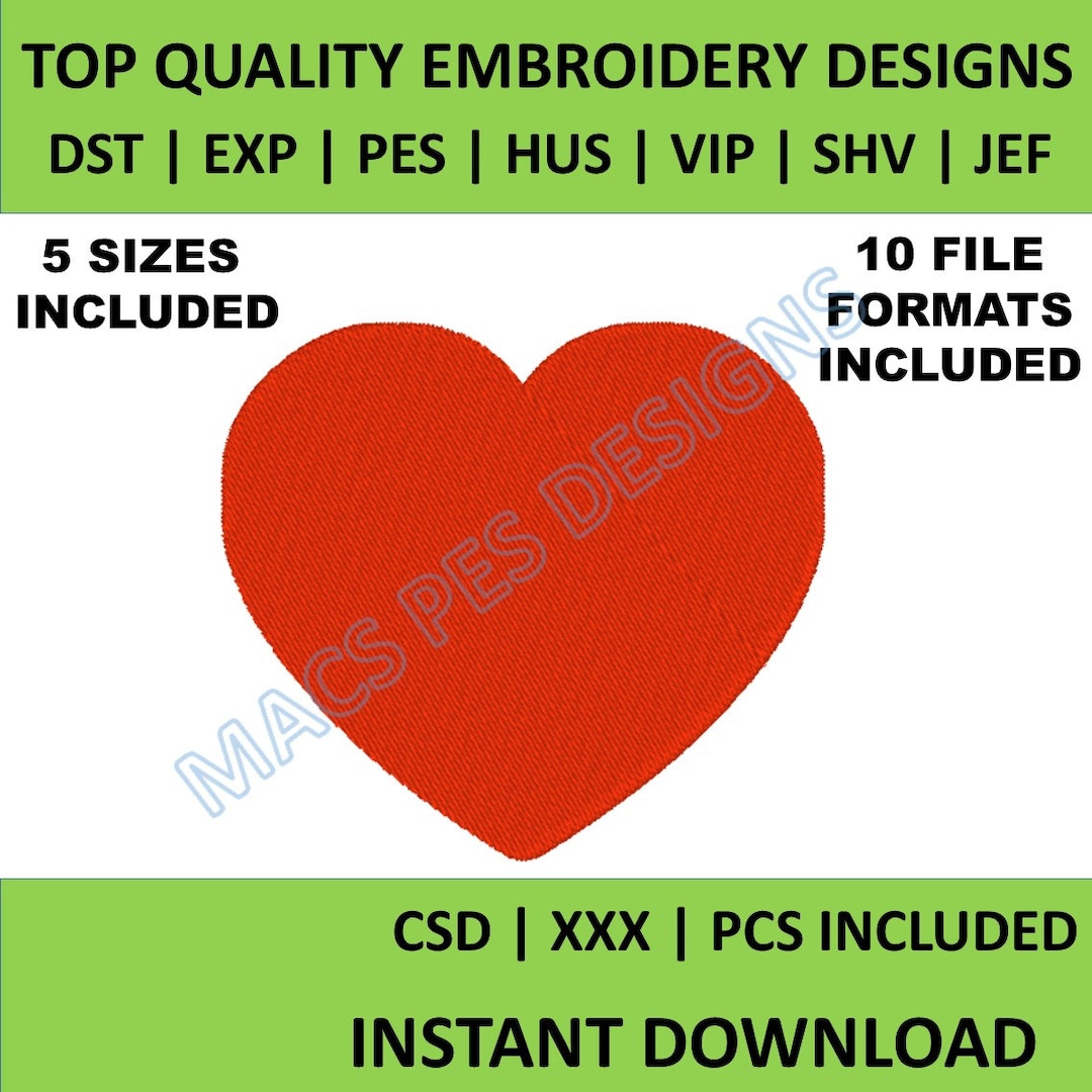 Mini Hearts Embroidery Designs, 5 Sizes, Heart Machine Embroidery ...