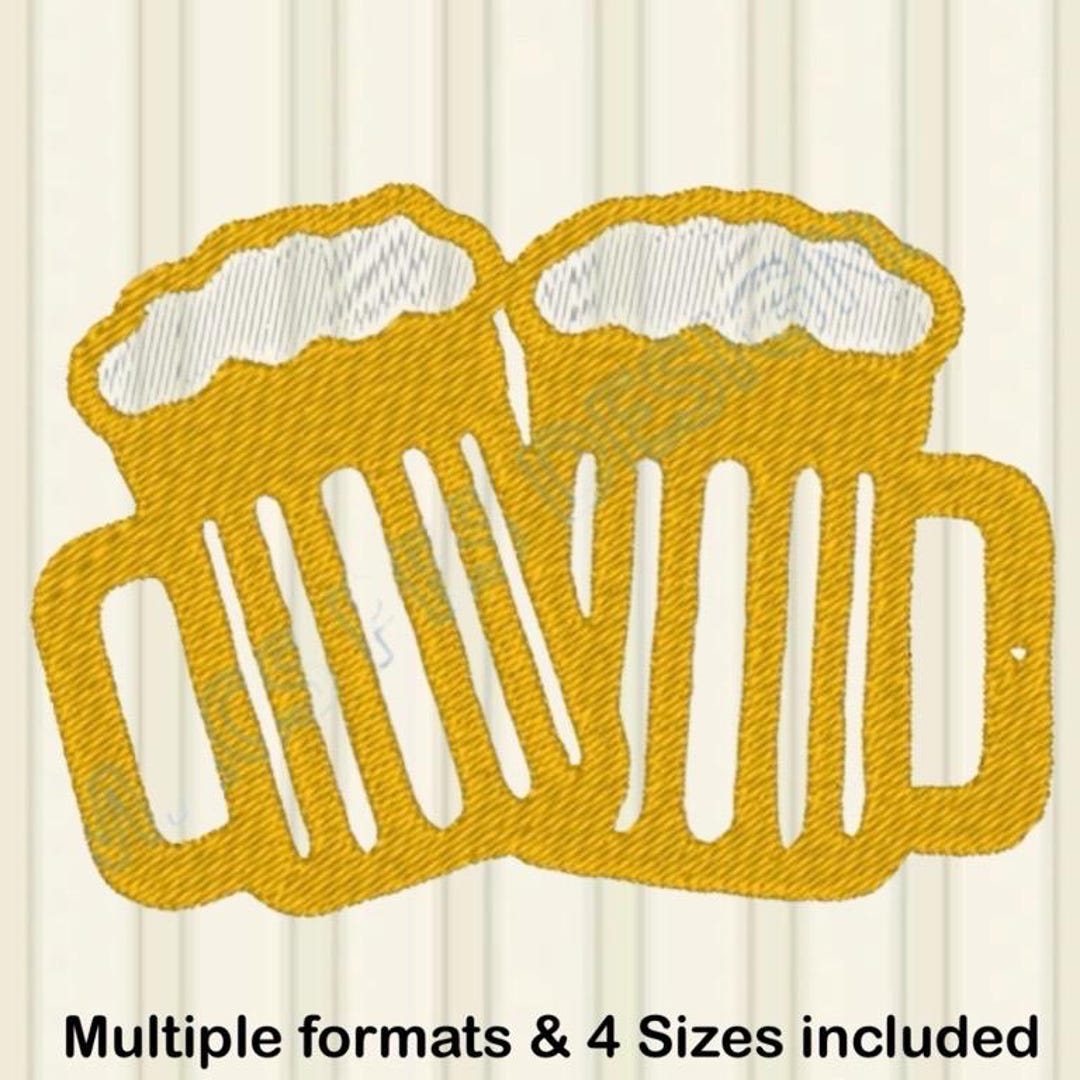 Beer Mug Embroidery Design. Beer Mug Silhouette Embroidery. Beer Mug ...