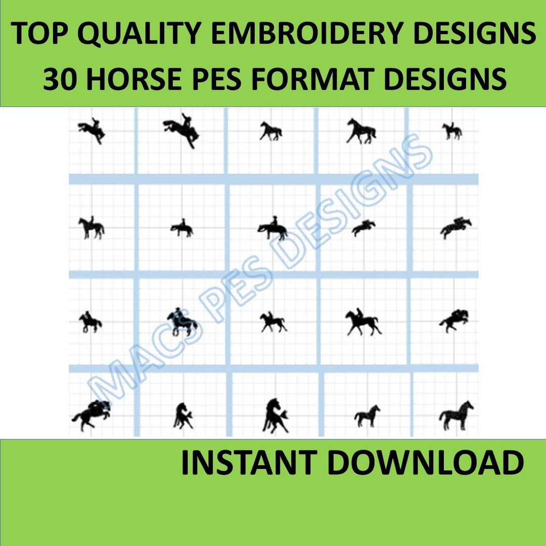 Horses Silhouette 30 PES Designs Machine Embroidery Files Instant ...
