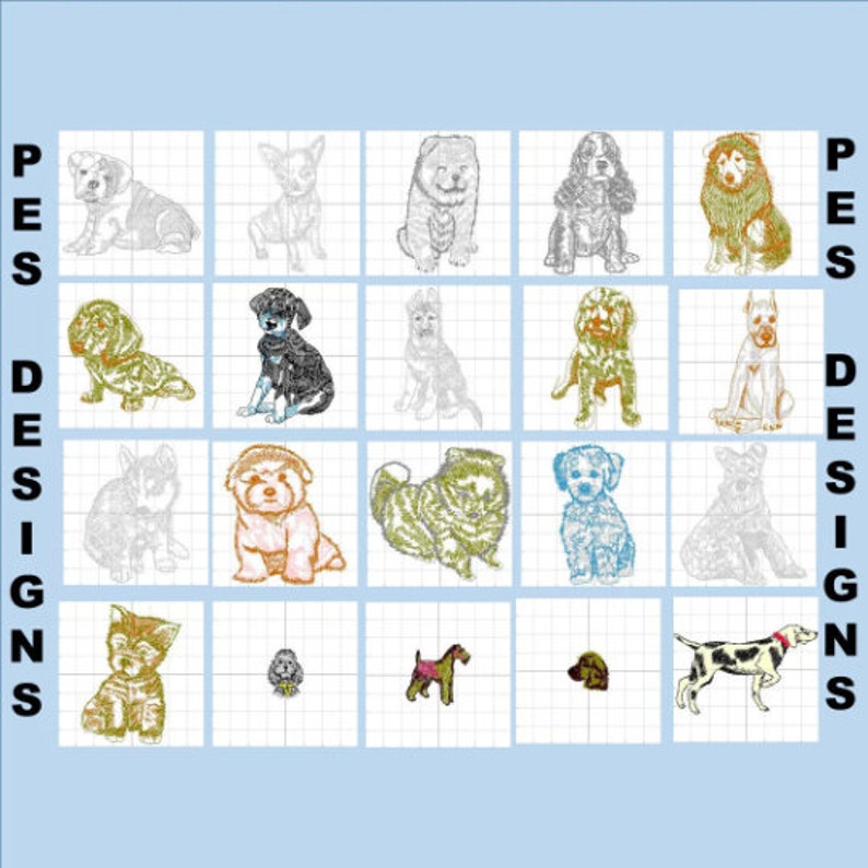 Dogs Puppies 54 PES Designs Machine Embroidery Files Instant - Etsy