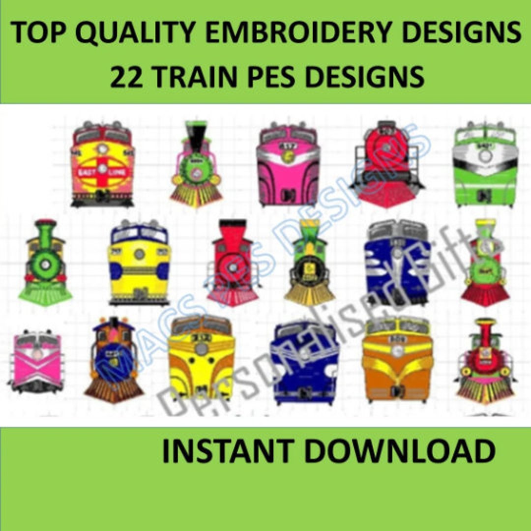 Train Machine Embroidery Files Instant Download Brother File Pack ...