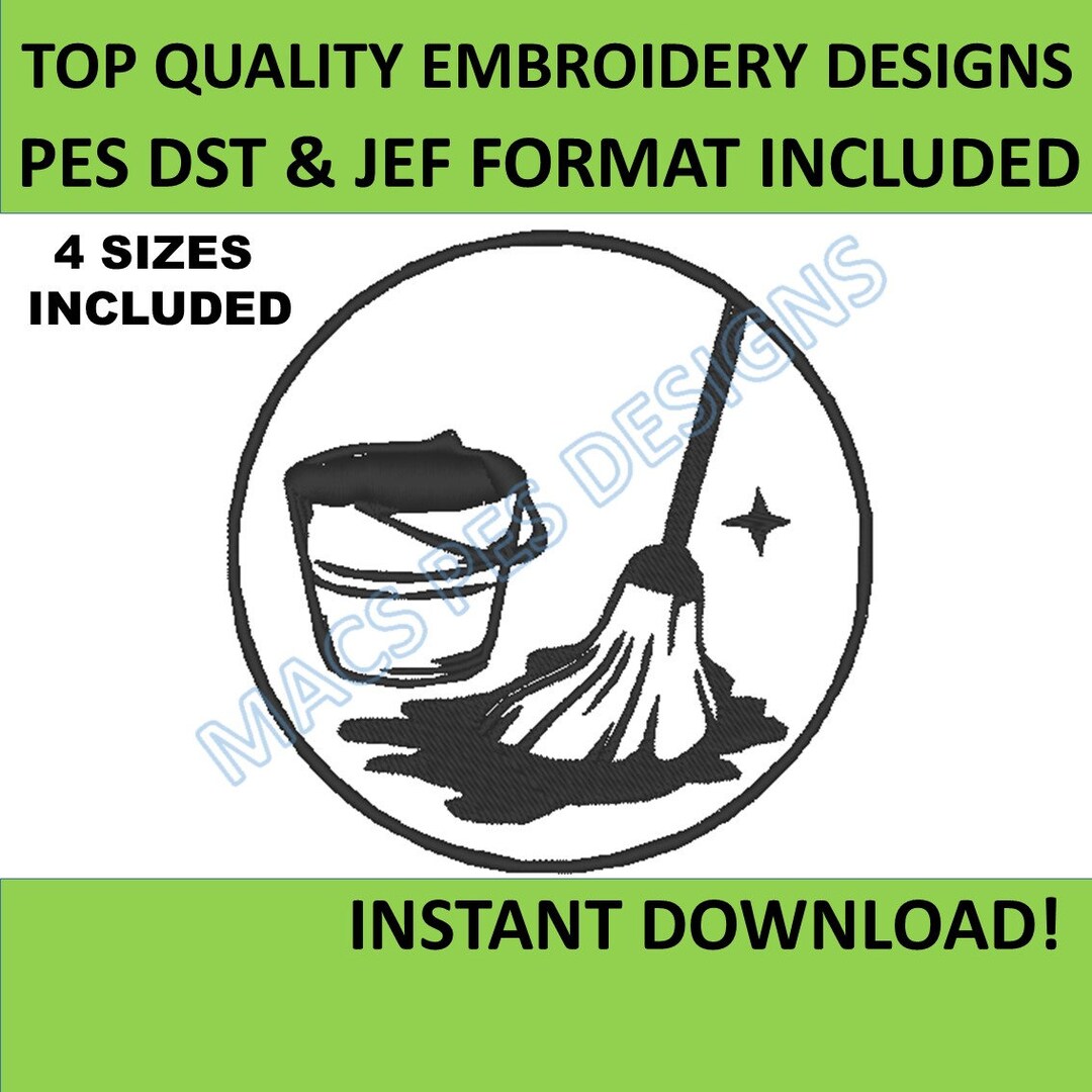 Cleaning Company Logo PES DST JEF Design Machine Embroidery Files ...