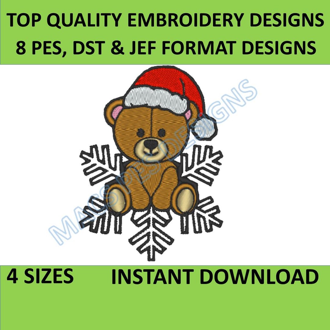 Christmas Bear Embroidery Design, Mini Christmas Embroidery Designs ...