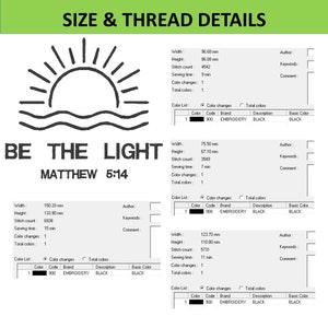 Be the Light Machine Embroidery Design. 4 Sizes. Religious Embroidery ...
