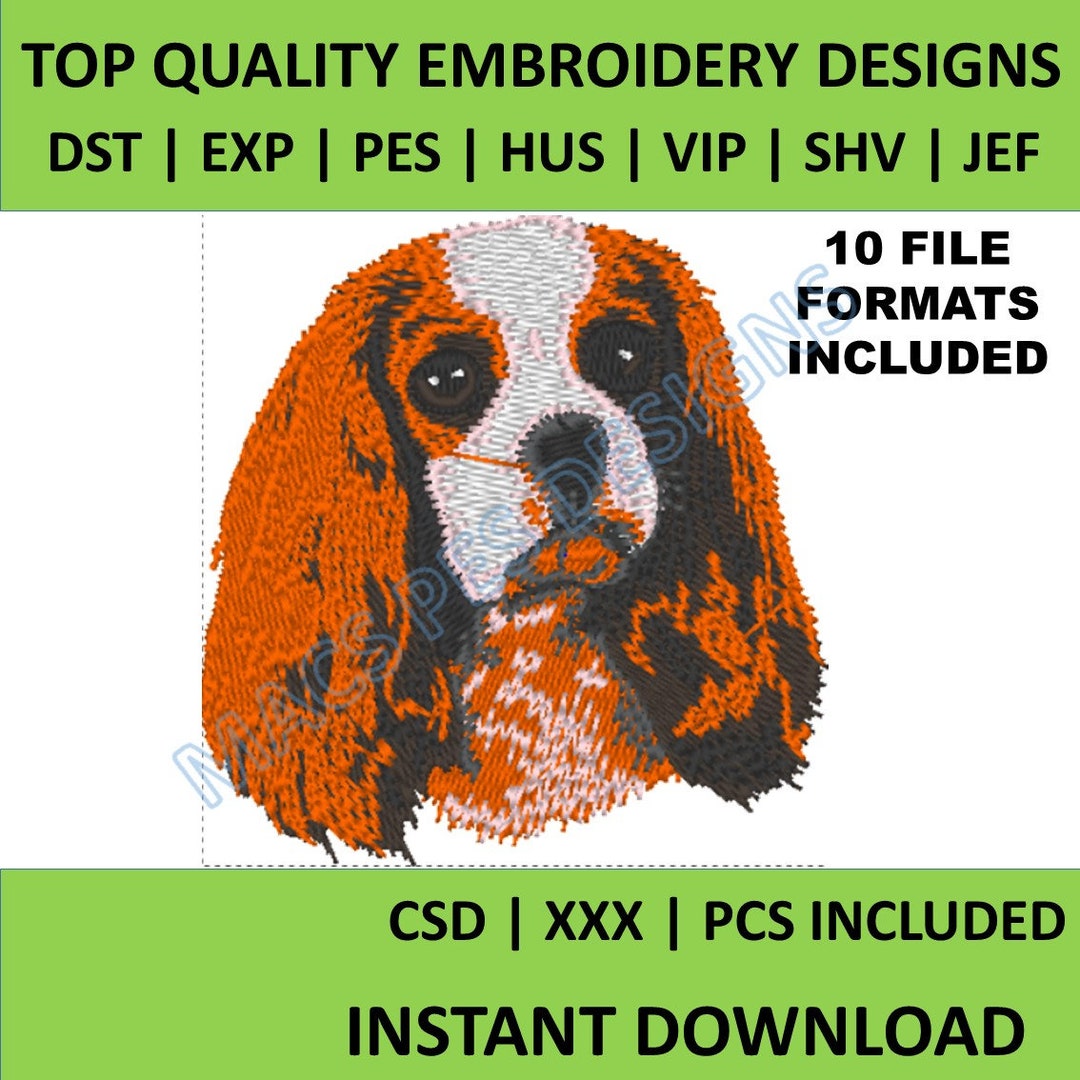Cavalier King Charles Spaniel Logo Dog Embroidery Designs Cavalier King ...