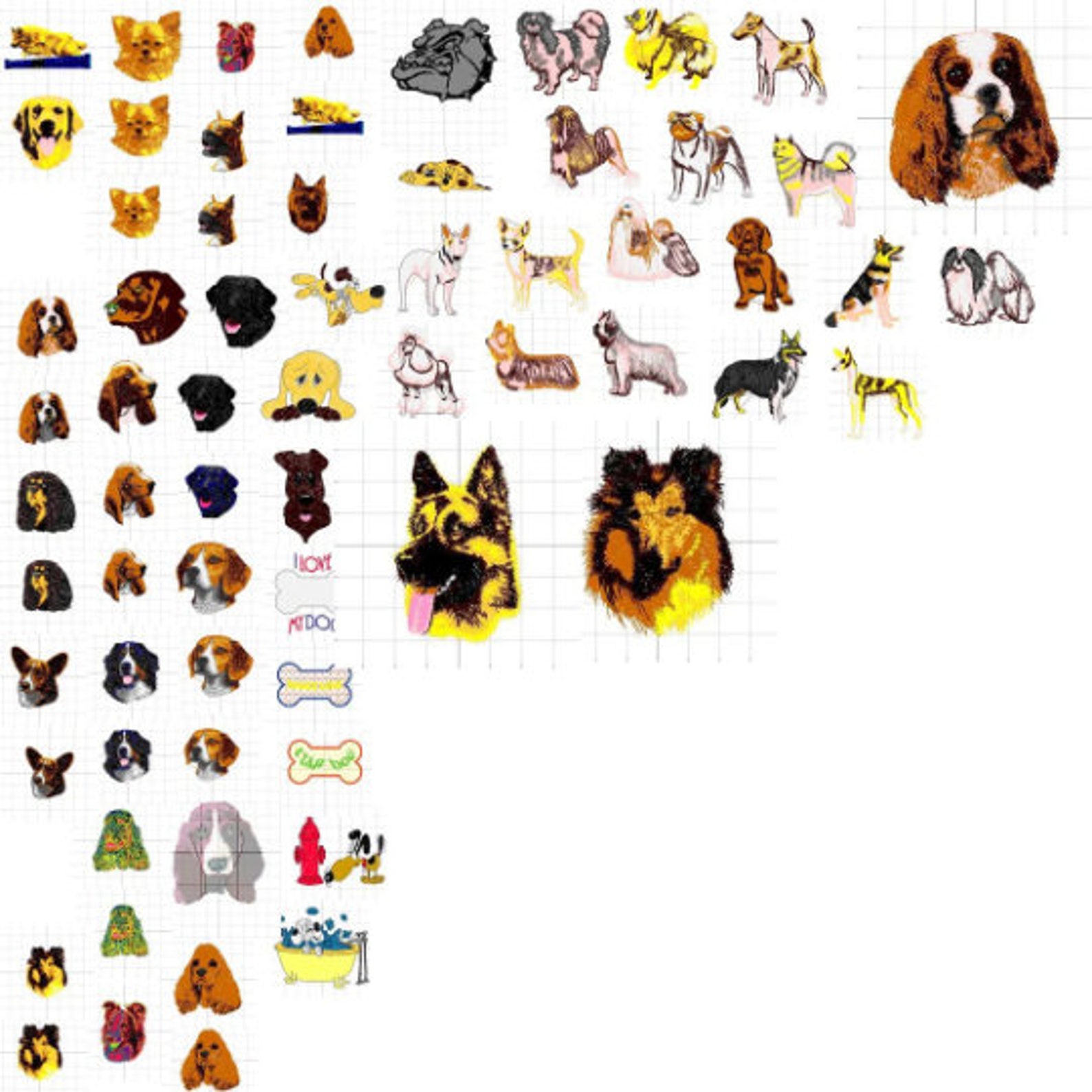 Dogs Puppies 450 PES Designs Machine Embroidery Files Instant Download ...
