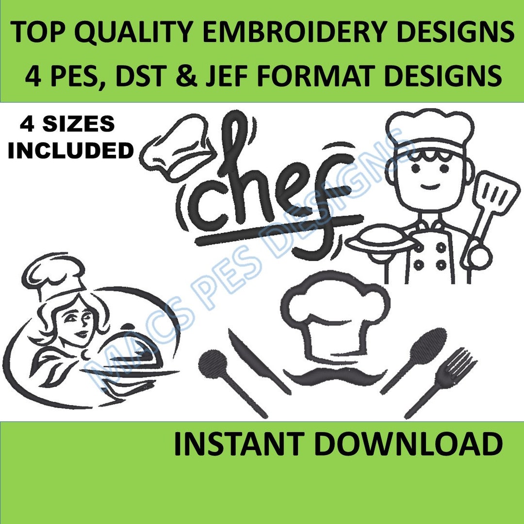 Chef Embroidery Pack PES JEF DST Embroidery Design Machine Embroidery ...