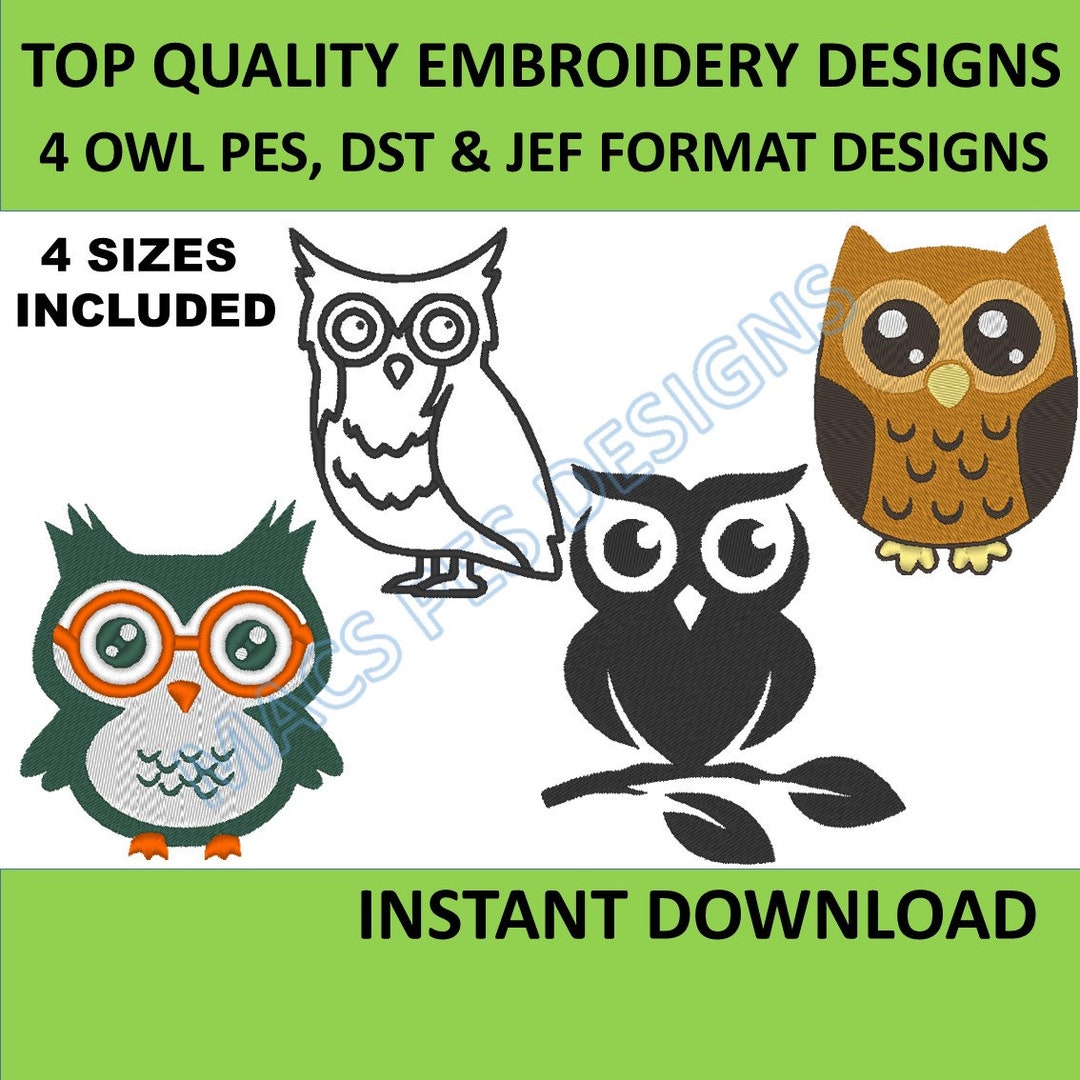 Owl Embroidery Pack PES JEF DST Embroidery Design Machine Embroidery ...