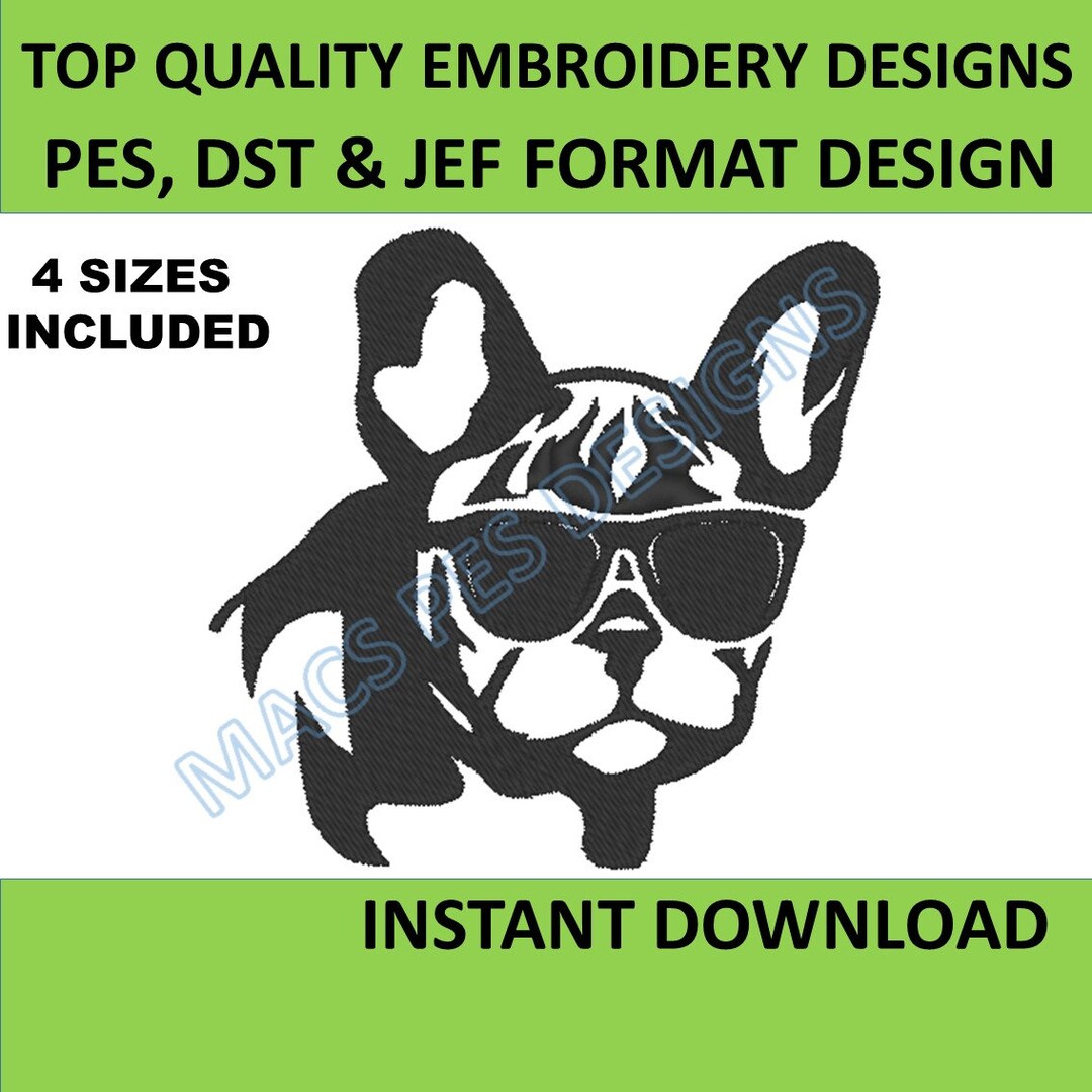 French Bulldog - Machine Embroidery Design, Frenchie Embroidery Pattern ...