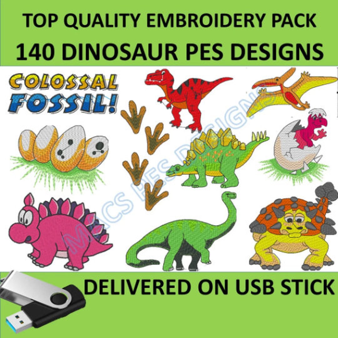 Dinosaur Embroidery Designs on USB Brother Machine Pes Files 140 ...