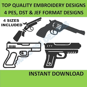 Gun Embroidery Designs – Pistol, Revolver, Weapon Icon Set (digital ...