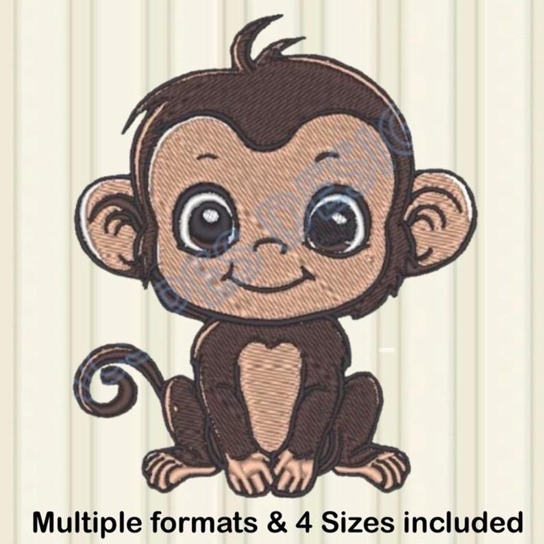 Funny Monkey Machine Embroidery Design, Cool Monkey, Crazy Monkey ...