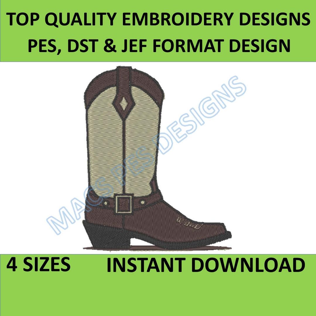 Simple Cowboy Boots Embroidery Designs PES JEF DST Boot Embroidery ...