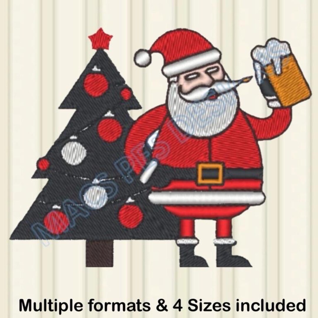 Santa Drunk Embroidery Design PES JEF DST Xmas Embroidery Machine 4 ...