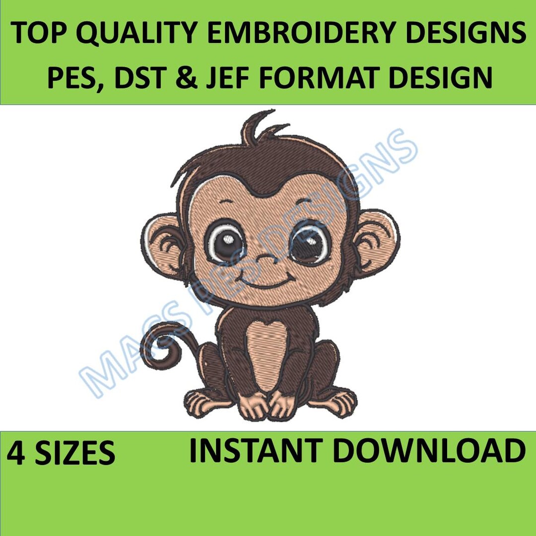 Funny Monkey Machine Embroidery Design, Cool Monkey, Crazy Monkey ...