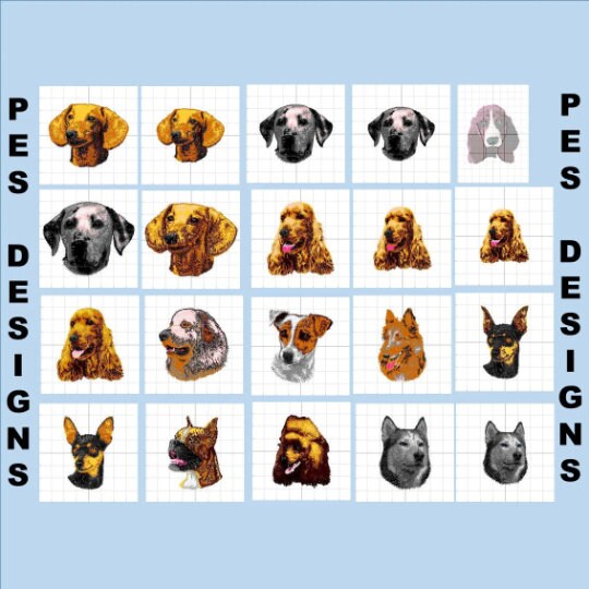 Dogs Puppies 116 PES Designs Machine Embroidery Files Instant Download ...