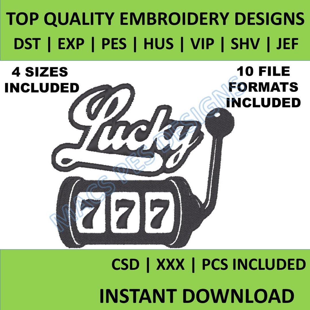 Slot Machine Embroidery Designs PES JEF DST Casino Embroidery Machine 4 ...