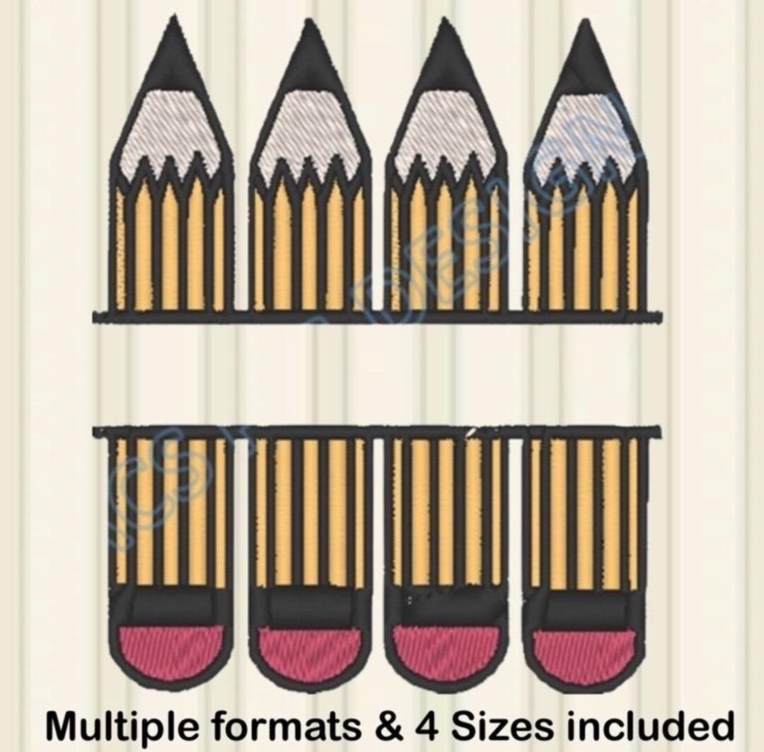 Pencils Split Monogram Embroidery Design PES JEF DST Back to School ...