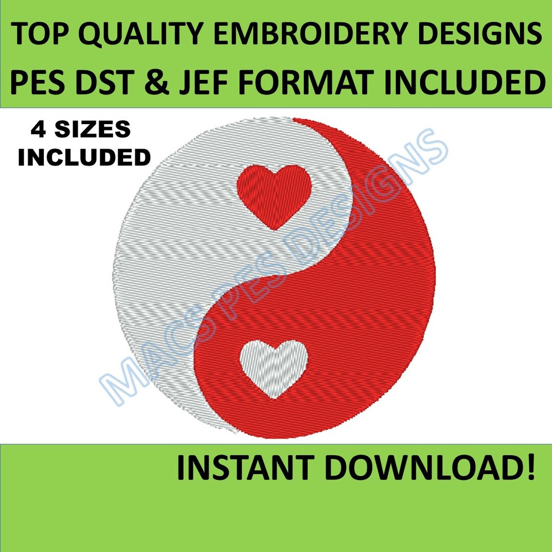 Yin Yang Embroidery Design. Yin Yang Symbol Embroidery Design. Yin Yang ...