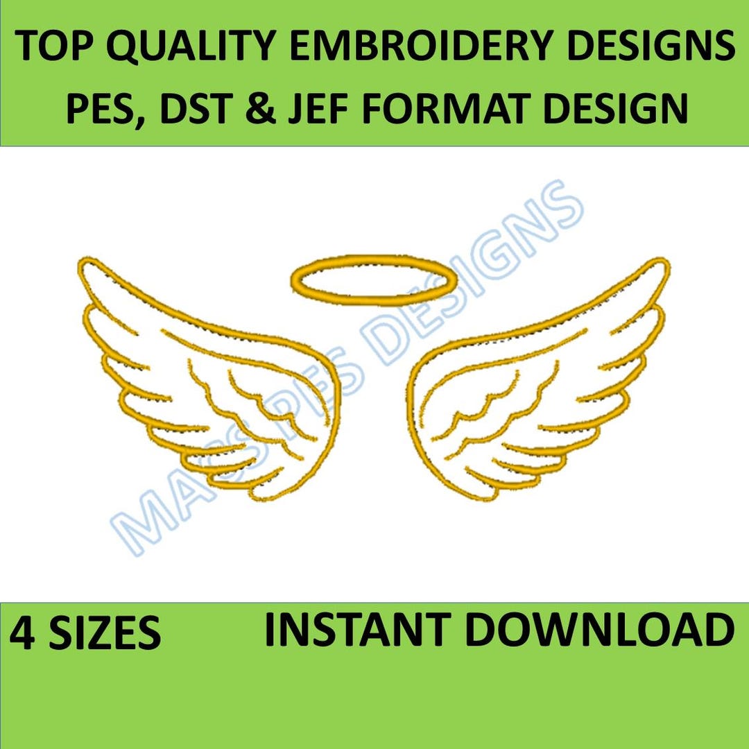 Angel Wings Embroidery Designs, Machine Embroidery Design, Instant Download Embroidery File, 4 ...