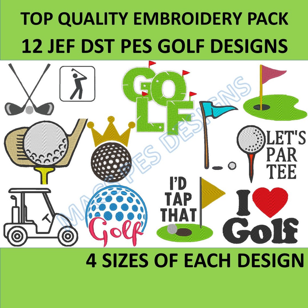 Golf Mini Fill Stitch Bundle Machine Embroidery Design Digital Download ...