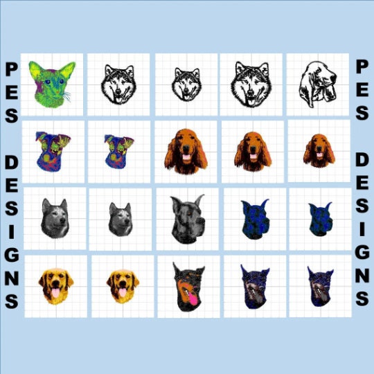 Dogs Puppies 116 PES Designs Machine Embroidery Files Instant - Etsy